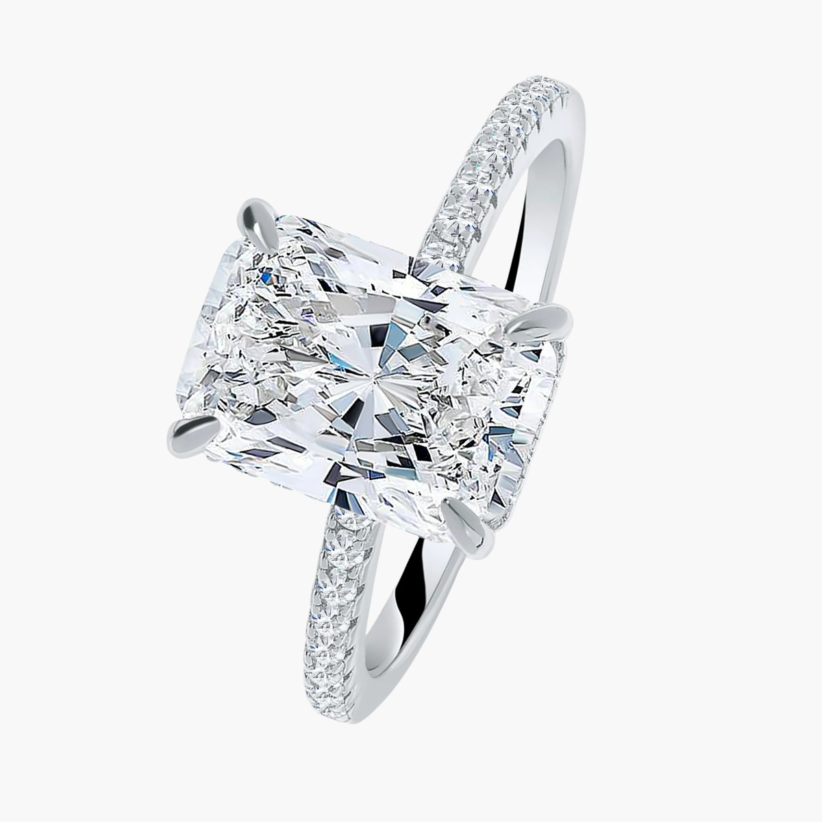 Baguette Élitaire Moissanite Ring | 3.5ct Radiant Cut in Silver or Gold ...
