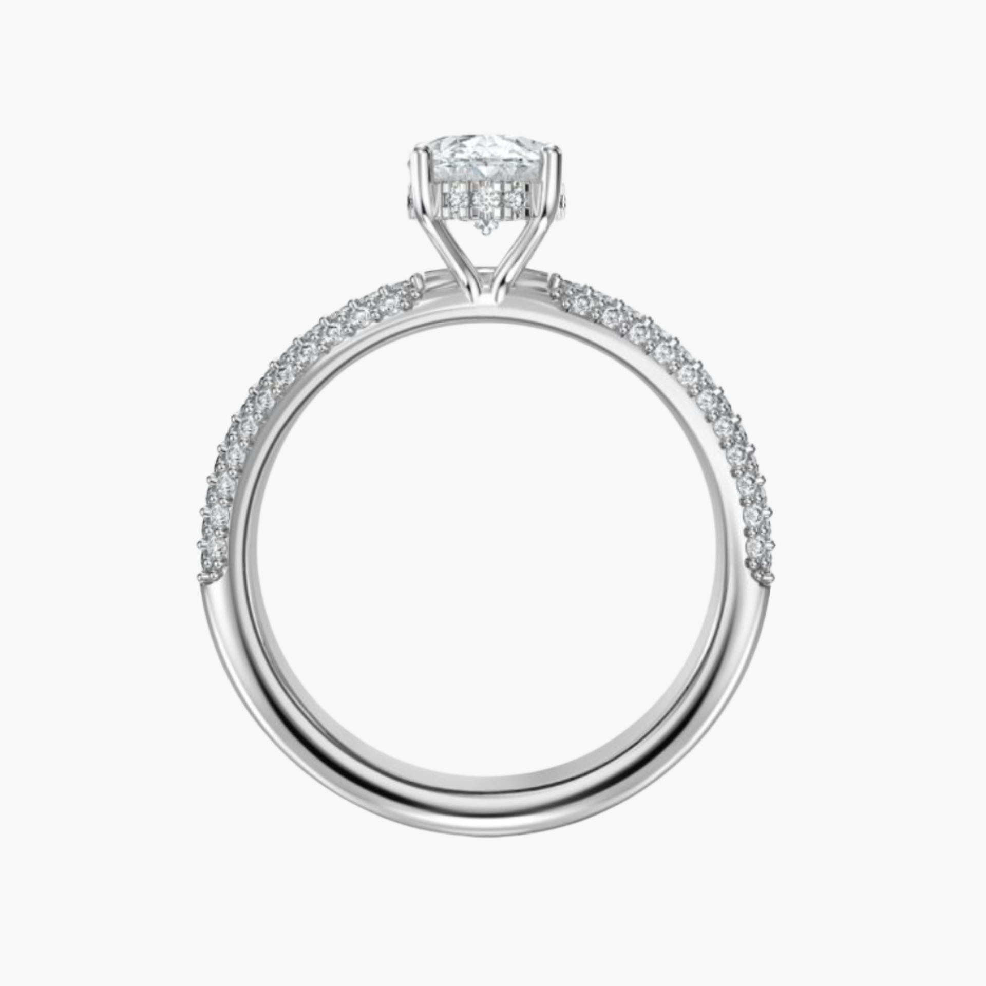 Pavé Oval Élitaire Ring – 1.5 ct Oval-Cut A5 Cubic Zirconia in Sterling ...
