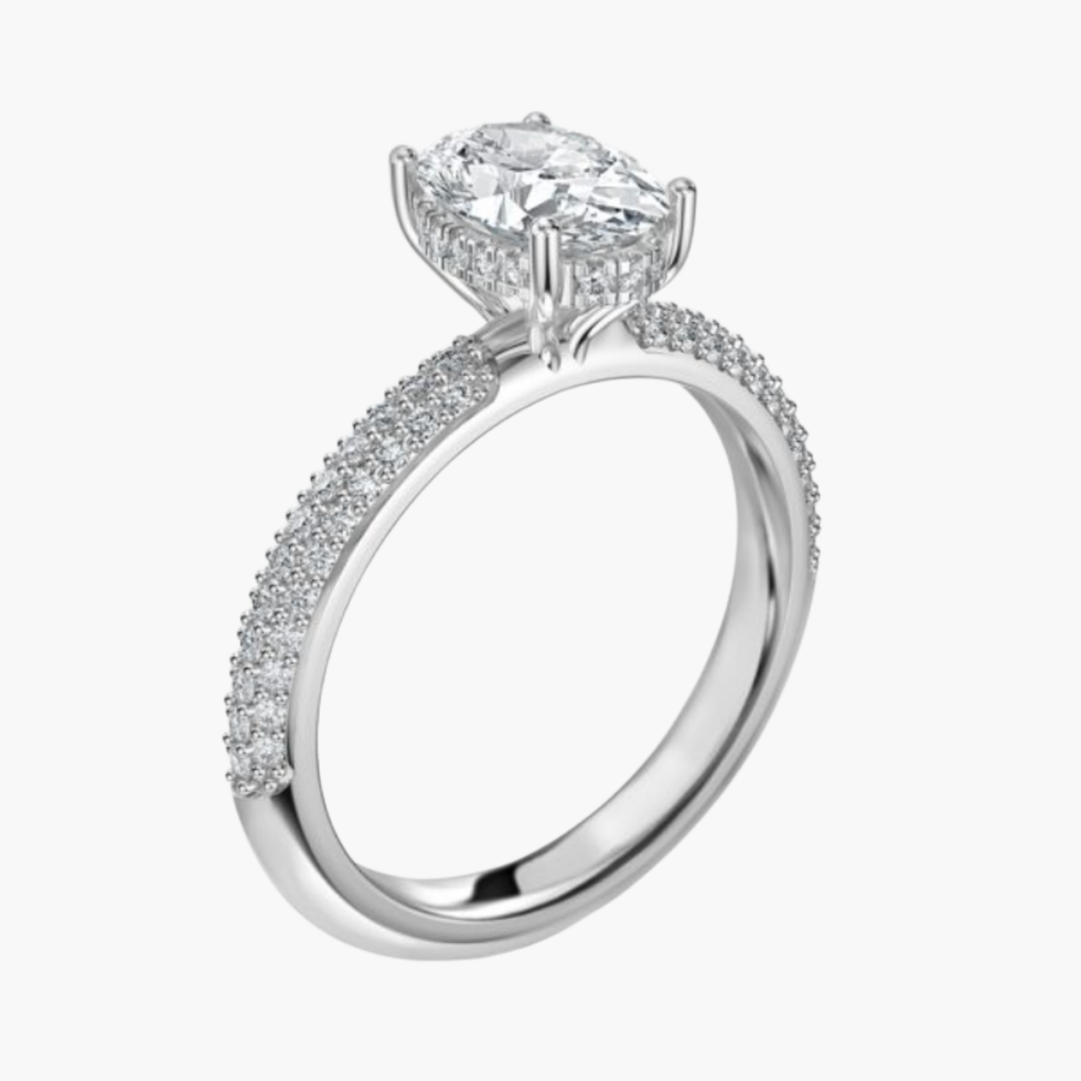 Pavé Oval Élitaire Ring – 1.5 ct Oval-Cut A5 Cubic Zirconia in Sterling ...